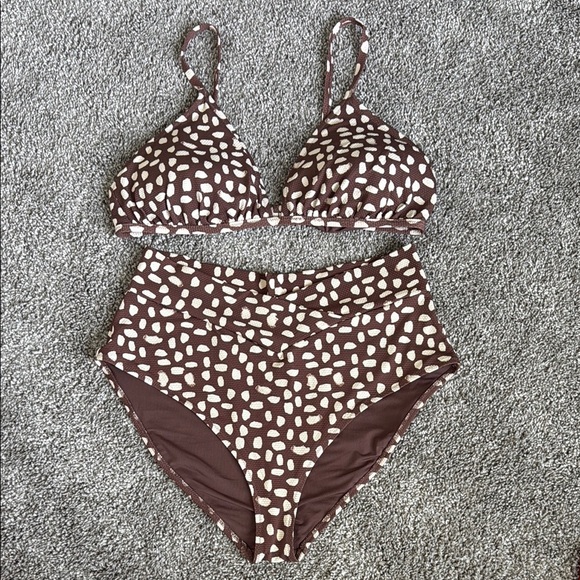aerie | Swim | Aerie Chocolate And Cream Textured Bikini | Poshmark